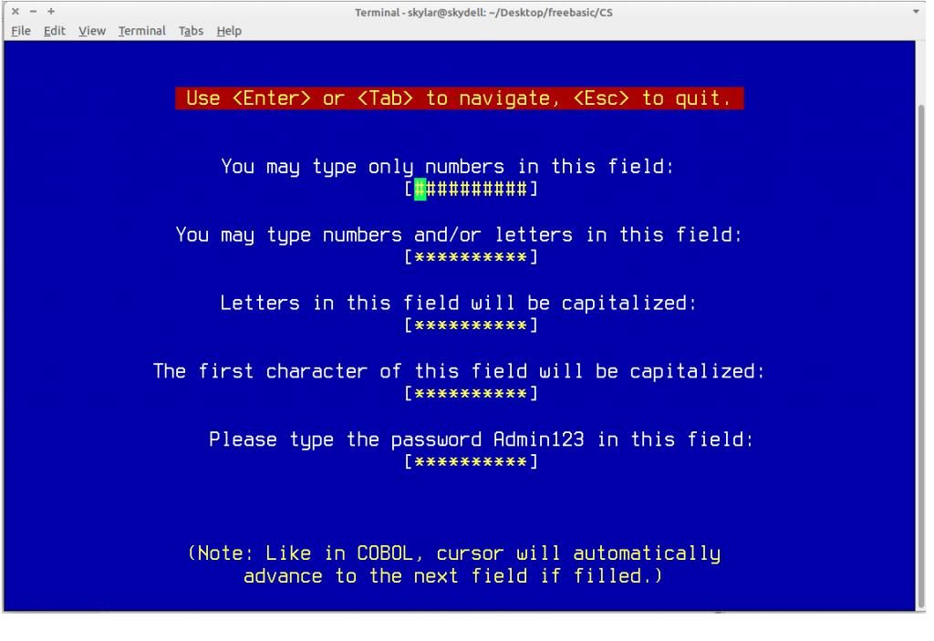 Controlling user INPUT - Linux/Mac and Windows/DOS versions! - freebasic.net
