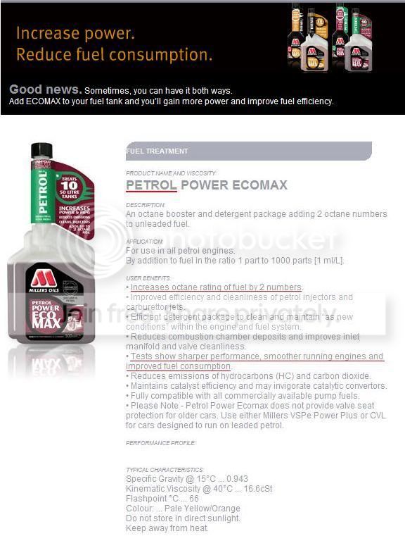 ADITIVOS MILLERS GASOLINA ou DIESEL POWER ECOMAX - Alfa Romeo Team