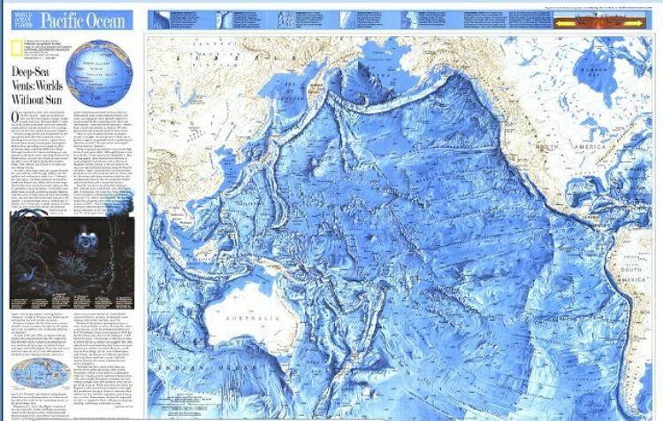 NATIONAL GEOGRAPHIC ~ WORLD OCEAN FLOORS ~ DEEP SEA VENTS ~ MAP | eBay